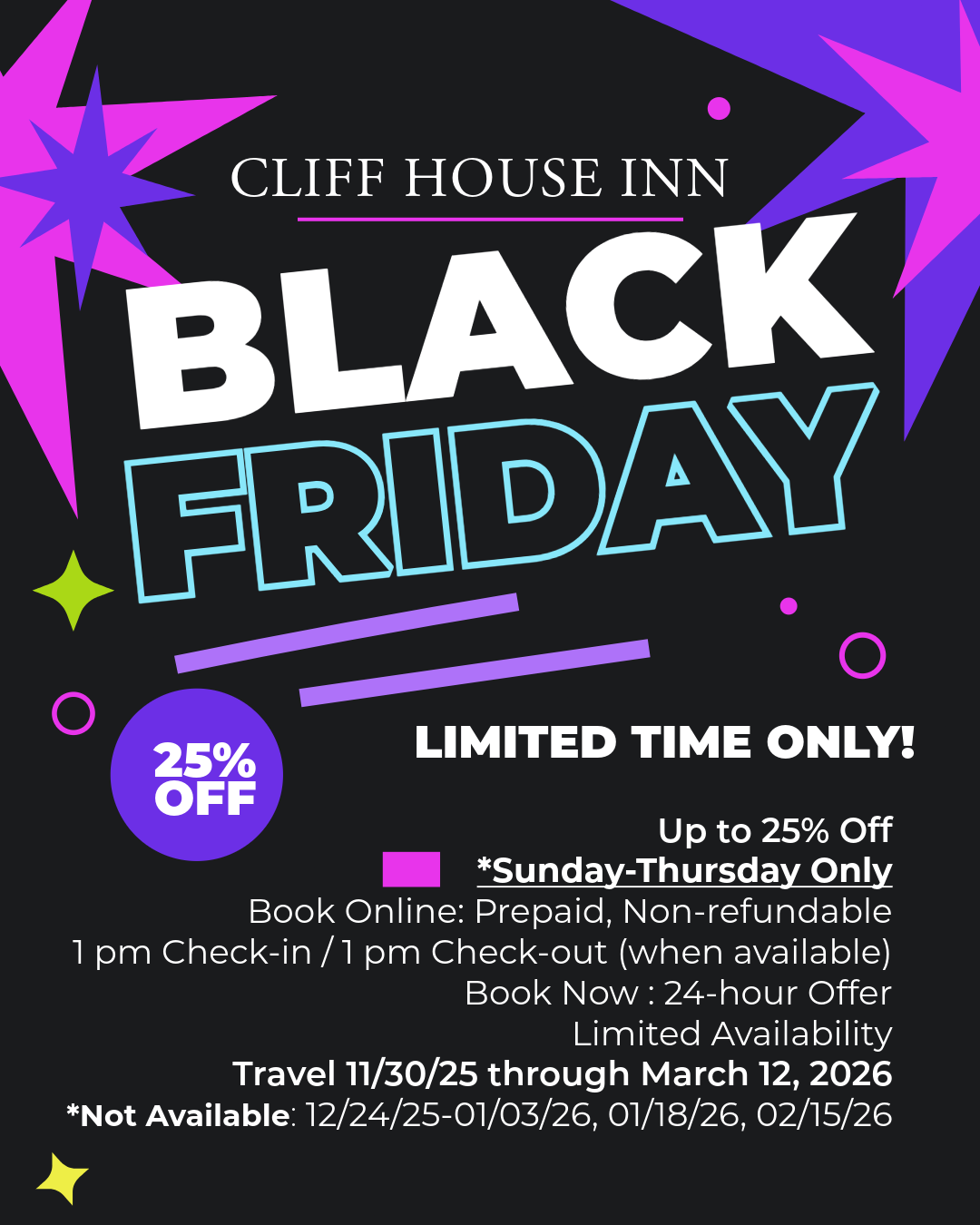 BLACK FRIDAY 2025 - Cliff House Inn